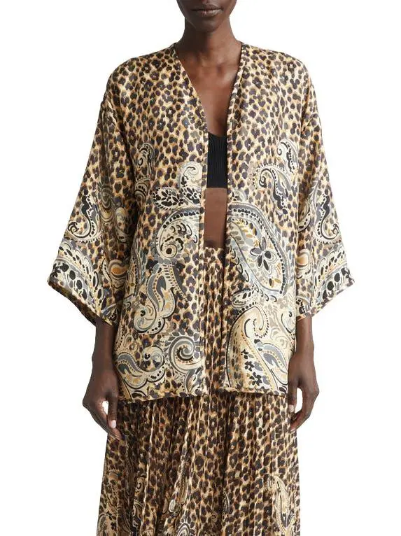 Etro Printed Silk Kimono Jacket - Beige