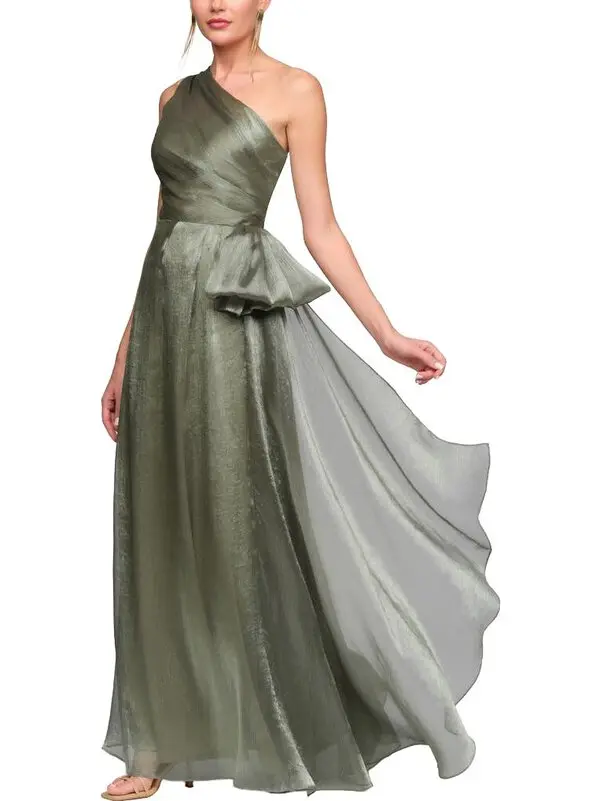 Js Collections Kairi One-shoulder Taffeta Gown - Celadon