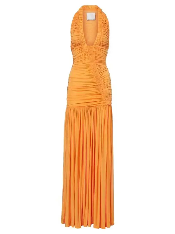 Christopher Esber Orion Ruched Halterneck Gown - Orange