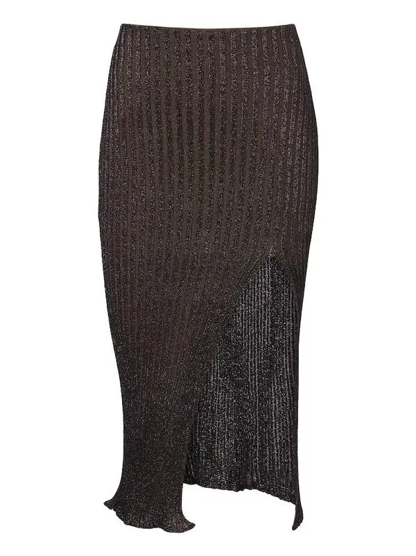 Missoni Striped Lamé Midi Skirt - Brown
