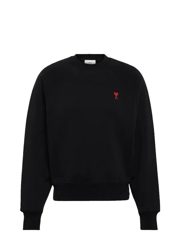 AMI Paris Cotton Jersey Sweatshirt With Embroidered De Cœur Logo - Black