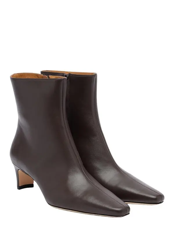 Staud Wally Leather Ankle Boots - Brown