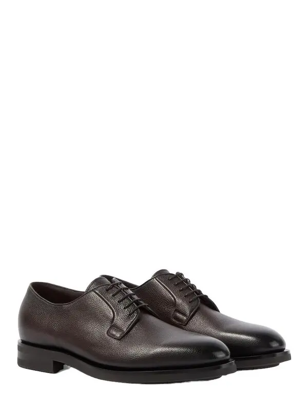 Santoni Ensley Leather Derby Shoes - Brown