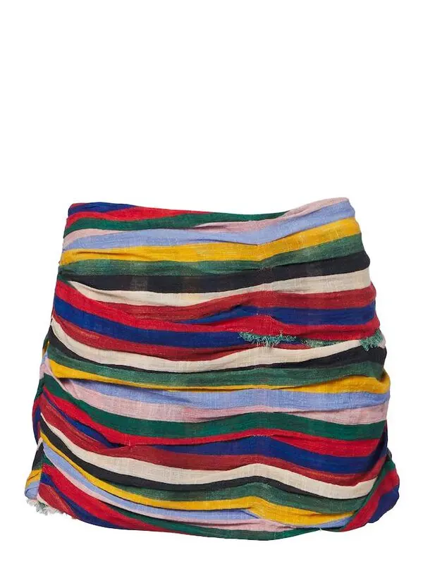 Staud Nicola Ruched Cotton Gauze Mini Skirt - Multicoloured