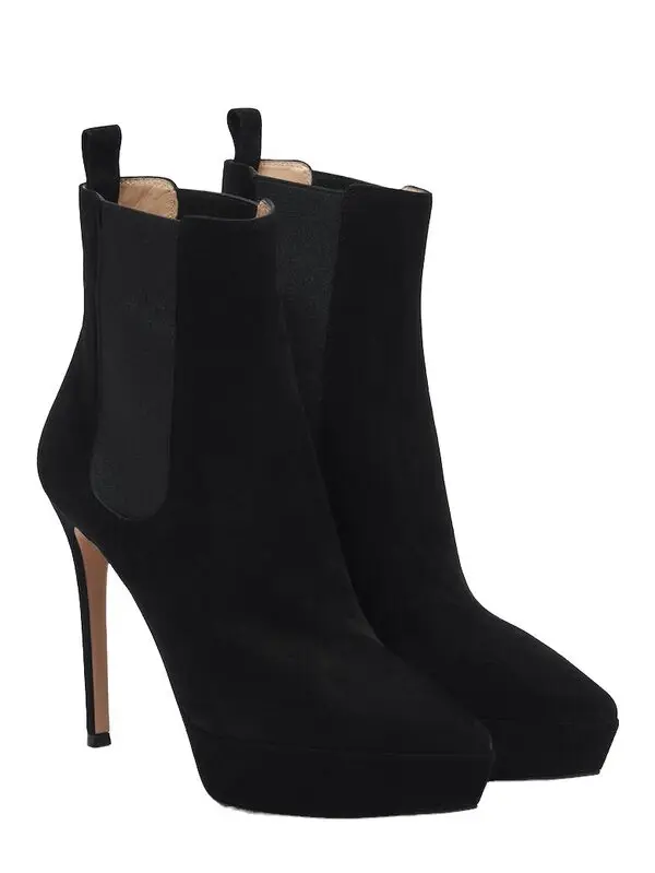 GIANVITO ROSSI Suede Platform Ankle Boots - Black