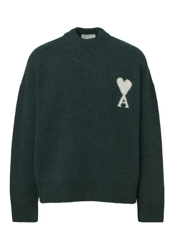 AMI Paris De Cœur Alpaca And Wool-blend Sweater - Green
