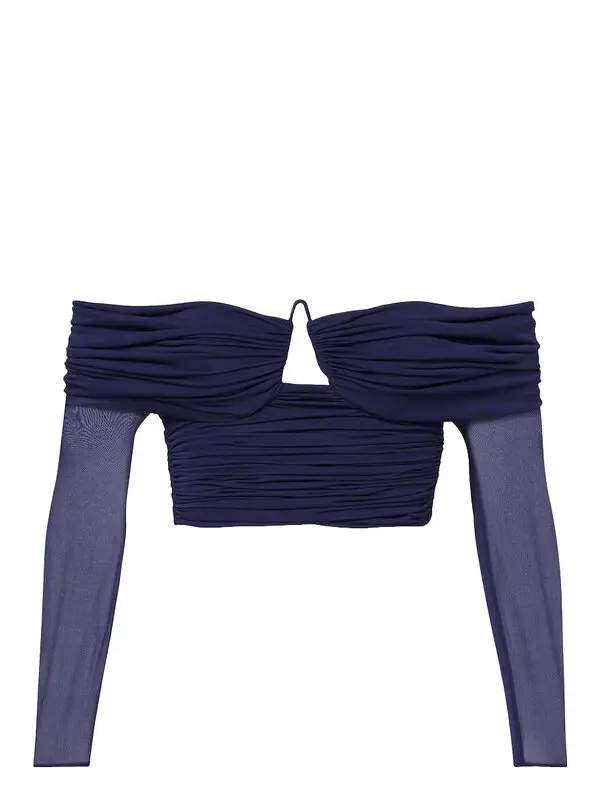 Christopher Esber Marin Draped Off-shoulder Top - Blue