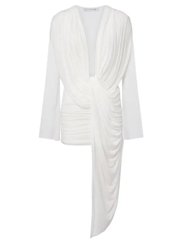 Christopher Esber Ripple Draped Asymmetric Mini Dress - White
