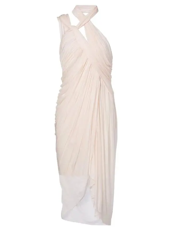 Balmain Draped Asymmetrical Midi Dress - Pink