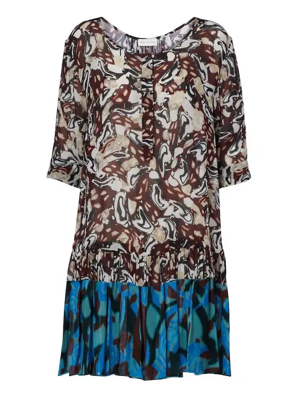 Dries Van Noten Printed Minidress - Brown