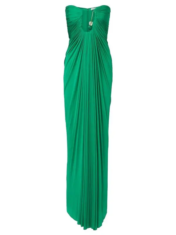 Christopher Esber Helix Crystal Gathered Gown - Green
