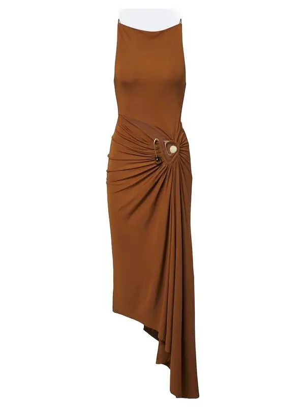 Christopher Esber Draped Crystal Midi Dress - Brown
