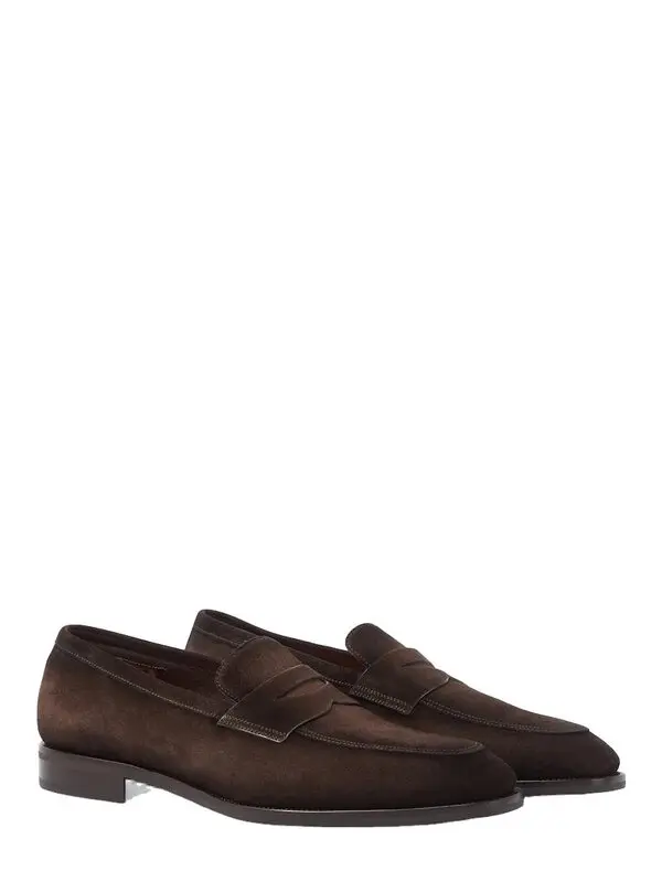 Santoni Gregor Suede Penny Loafers - Brown