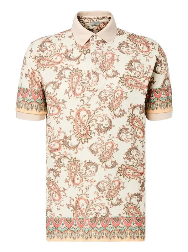 Etro Paisley Cotton Piqué Polo Shirt - Beige