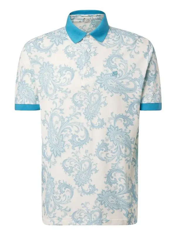 Etro Paisley Cotton Piqué Polo Shirt - White