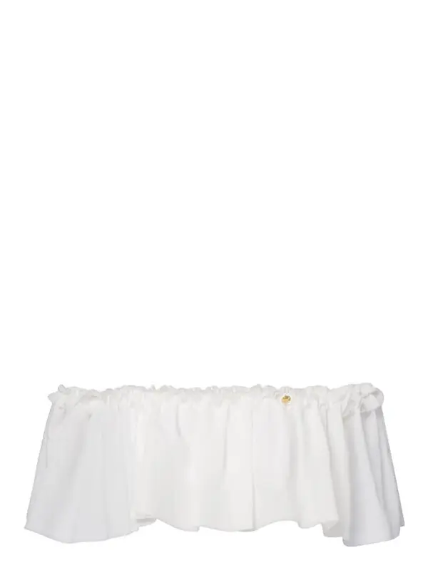 Balmain Off-shoulder Cropped Top - White