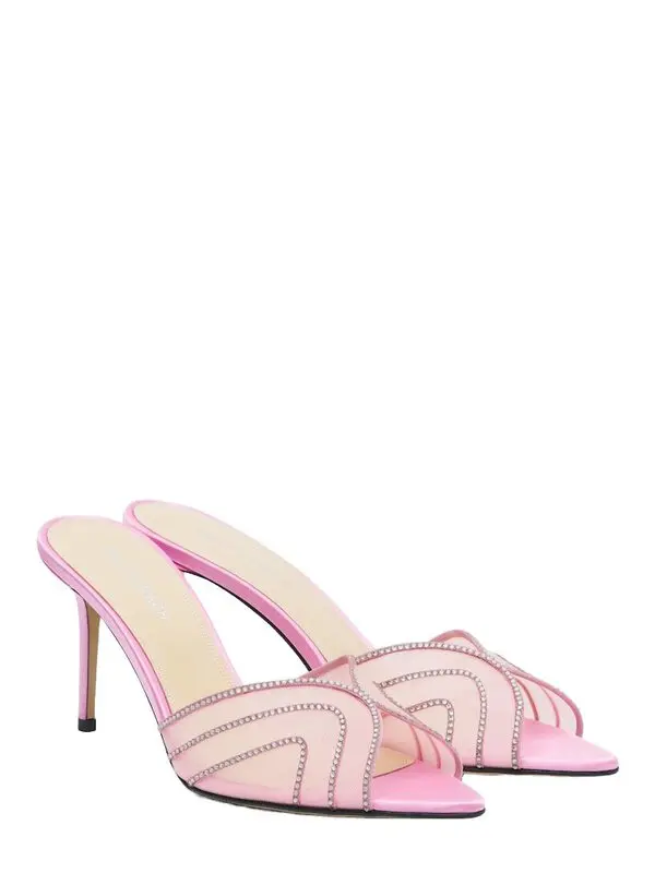 Mach & Mach Rainbow Embellished Mesh Mules - Pink