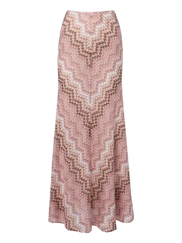 Missoni Zigzag Knitted Maxi Skirt - Pink