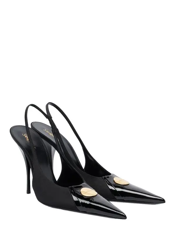 Saint Laurent Louis Satin Slingback Pumps - Black