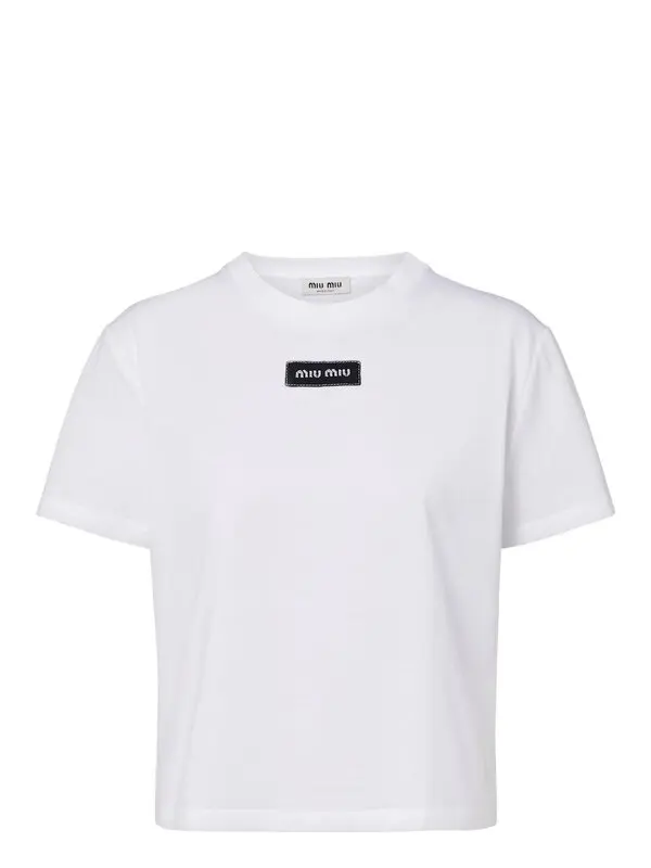 Miu Miu Logo Cotton T-shirt - White