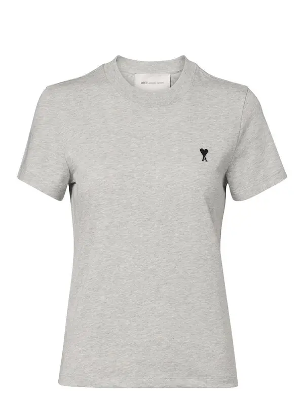 AMI Paris De Coeur Cotton Jersey T-shirt - Grey