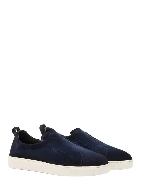 Santoni Suede Slip-on Sneakers - Blue