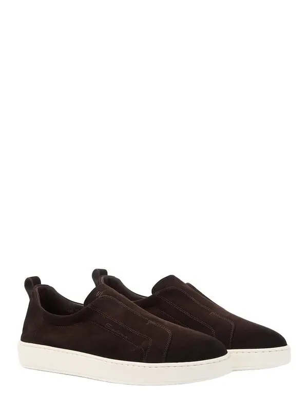 Santoni Suede Slip-on Sneakers - Brown