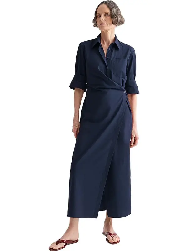 TWP Earl Shirt Dress In Superfine Cotton - Midnight