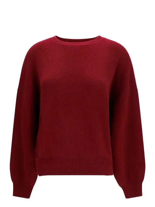 LISA YANG Burgundy Cashmere Crew Neck Jumper - Red