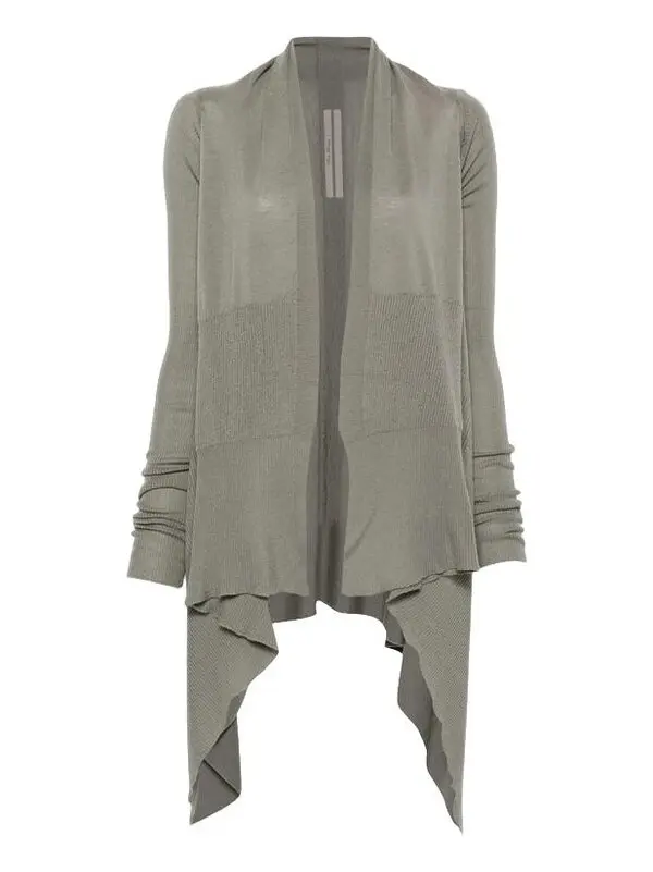 Rick Owens Grey Ribbed Knitwear Cardigan - Gray