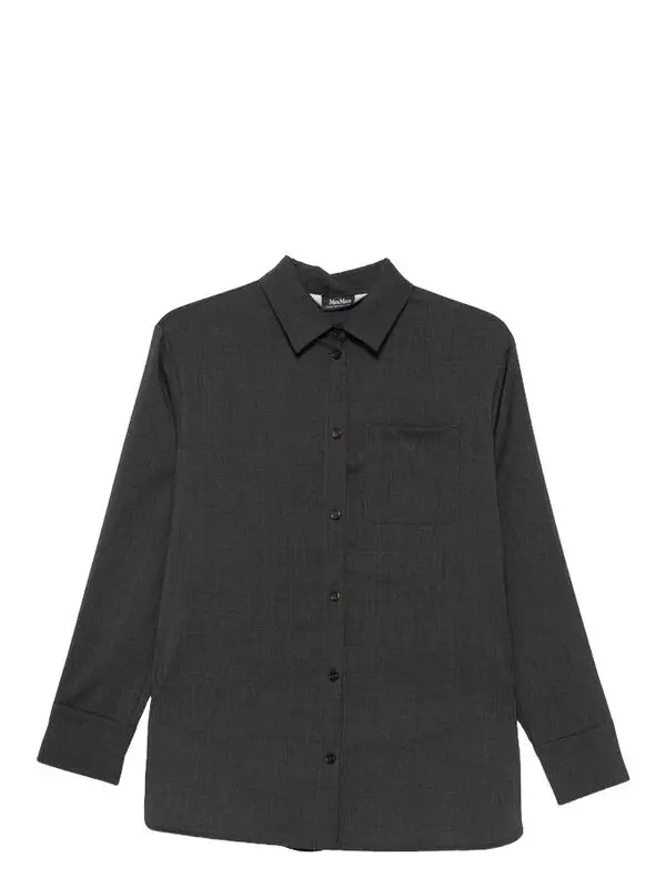 Max Mara Virgin Wool Button-up Shirt - Gray