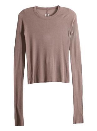 Rick Owens Ribbed Cropped Long Sleeve Tee - Grape