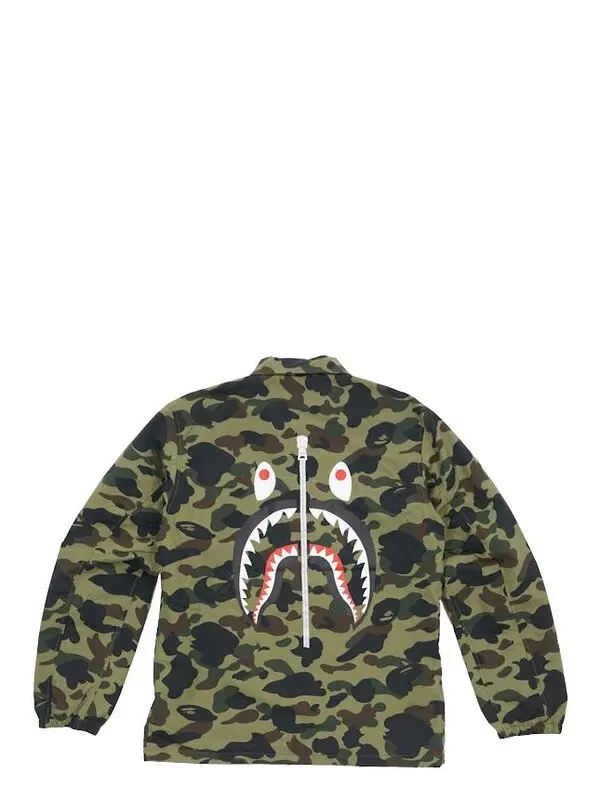 A BATHING APE 1st Camo Back Shark Coach Jacket - Green