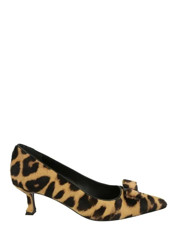 FERRAGAMO Siwar Kitten Heel Pumps With Leopard Print - Bone