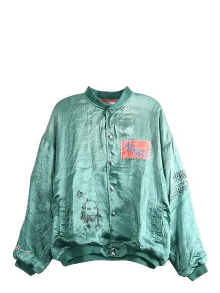 PALY HOLLYWOOD Jim's Room Satin Bomber Jacket - Mint