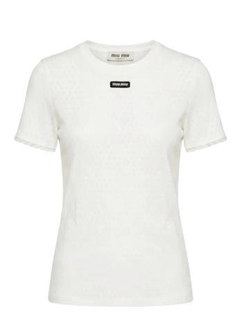 Miu Miu Pointelle Knit Top - Bianco