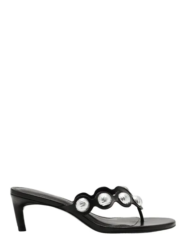 Cult Gaia Anora Leather Sandals With Silver Embellishments - Black