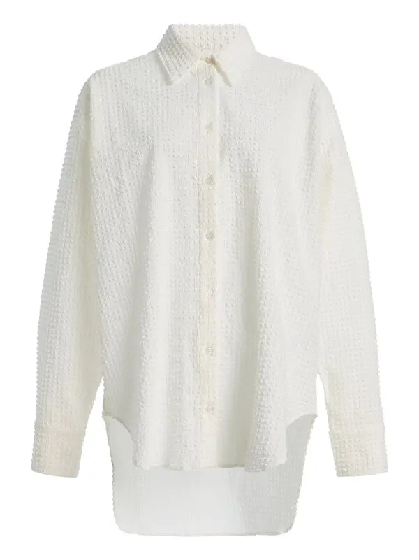 Hunza G Oversized Button-down Textured Shirt - White