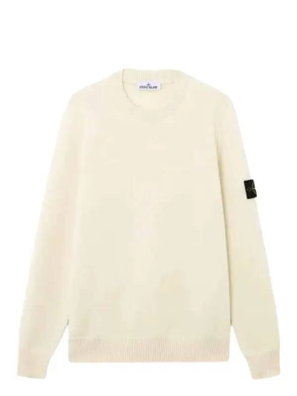 Stone Island Striped Logo Sweater - White