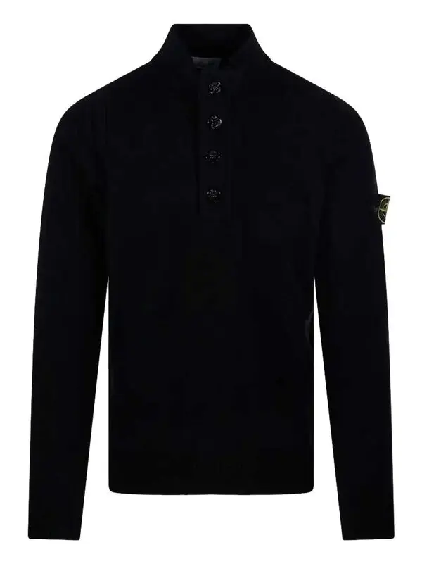 Stone Island Button-detail High-neck Sweater - Black