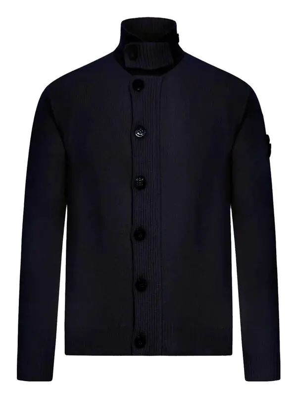 Stone Island High-neck Wool Cardigan - Blue