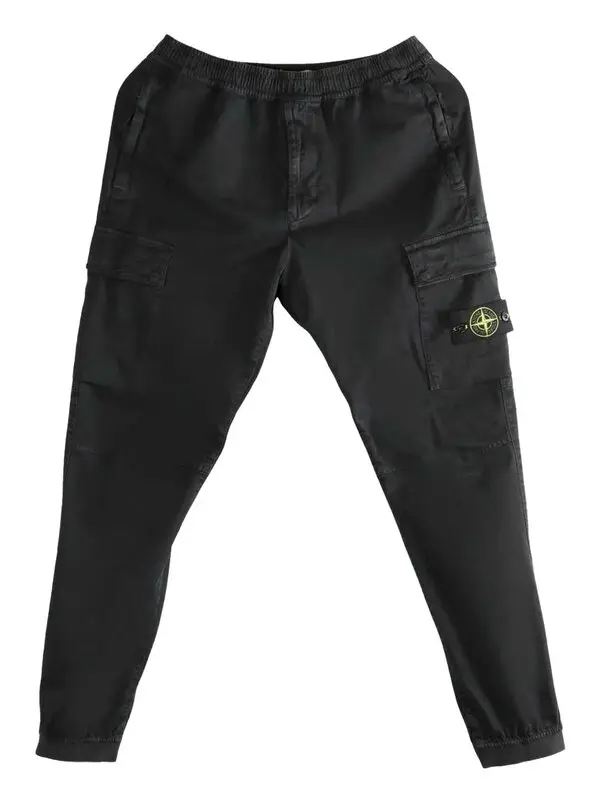 Stone Island Cargo Pants With Drawstring Waist - Black