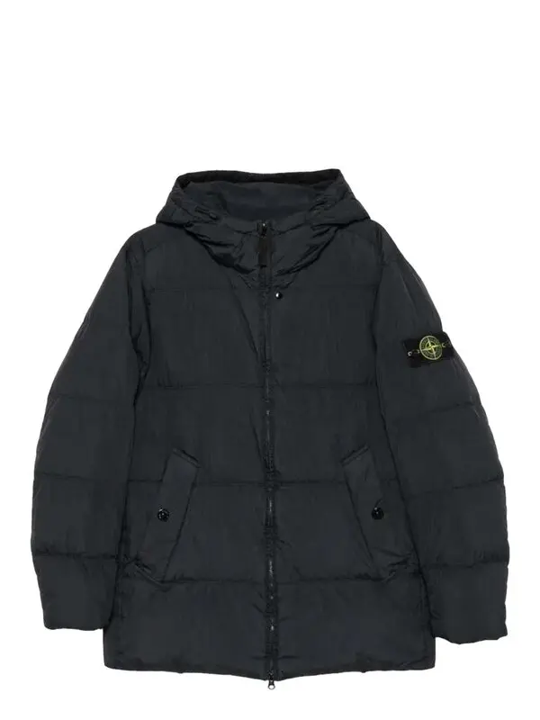 Stone Island Quilted Jacket With Compass Patch - Blue