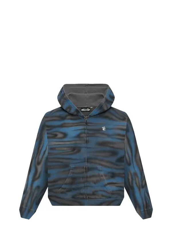 HELLSTAR Classic Logo Airbrush Zip-up Hoodie - Blue