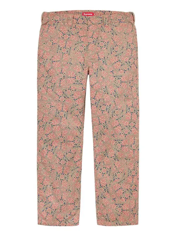 Supreme Work Pant Khaki Floral Cards - Multicolor