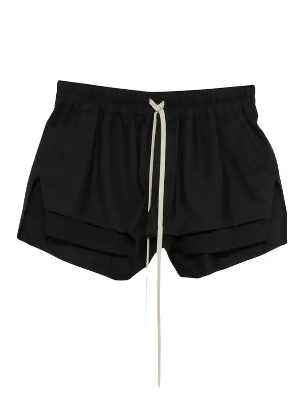 Rick Owens Wool Shorts With Side Slits And Drawstring Waist - Nero