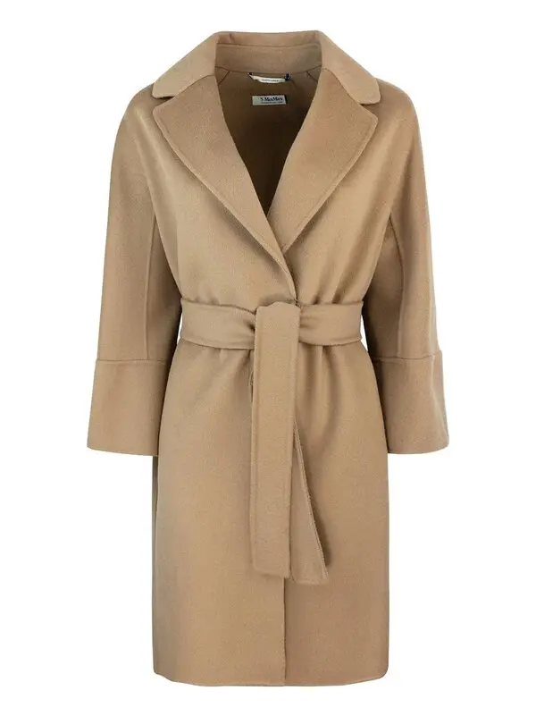 Max Mara Virgin Wool Belted Coat - Cammello