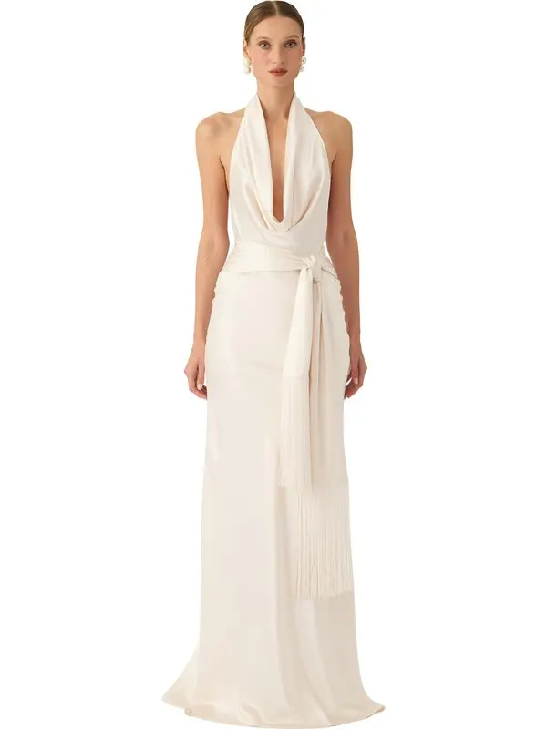 SAU LEE Sabina Satin Gown - Pearl