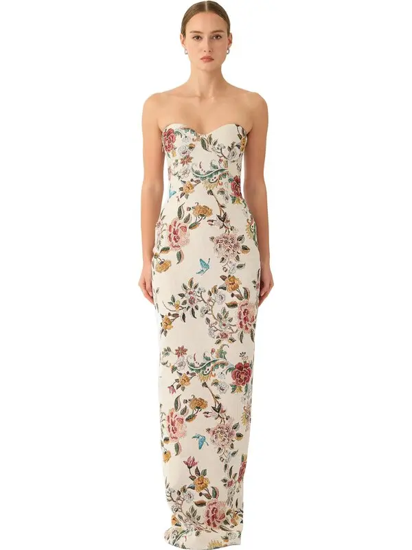 SAU LEE Maren Brocade Gown - Stone
