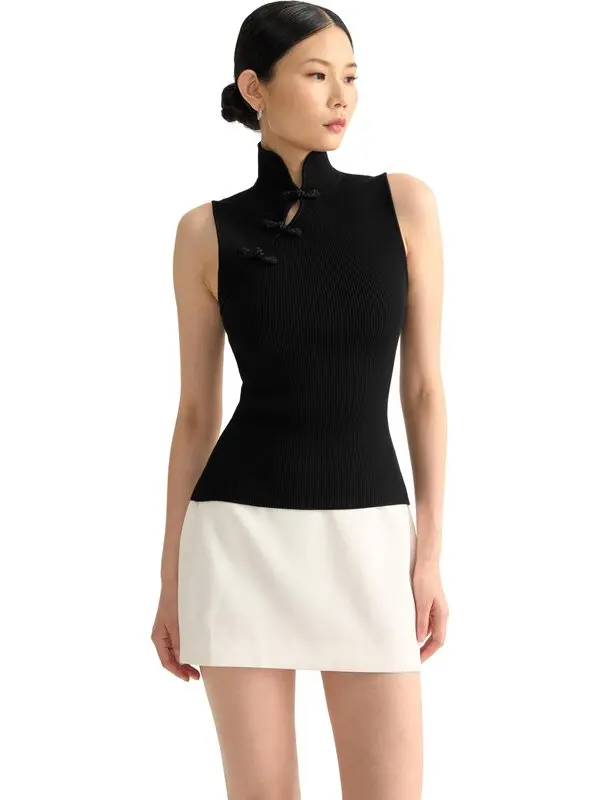 SAU LEE Yara Knit Top - Black